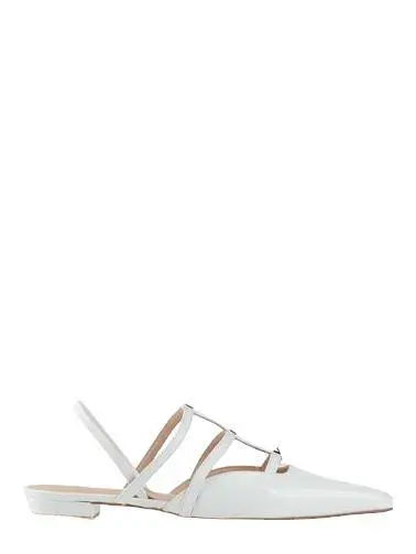 ZINDA Leather Slingback Ballet Flats - White