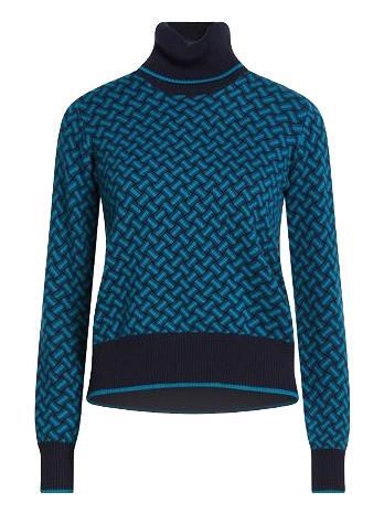DRUMOHR Cashmere Jacquard Knit Turtleneck - Blue