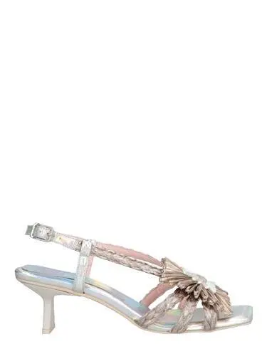 RAS Slingback Sandals With Floral Appliqués - Grey