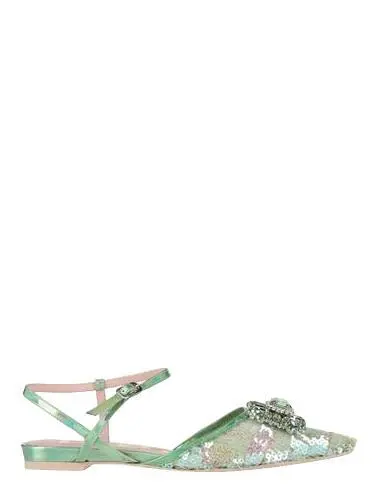 RAS Ballet Flats With Iridescent Sequins And Crystals - Green
