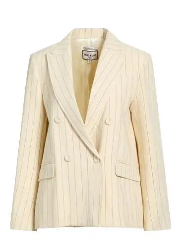 Paul & Joe Double-breasted Pinstriped Blazer - Beige