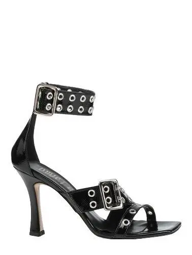 OVYE Patent-effect Sandals With Geometric Heel - Black