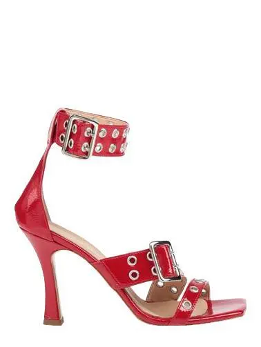 OVYE Patent-effect Sandals With Geometric Heel - Red