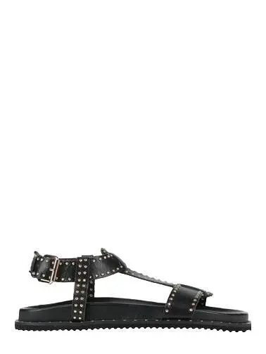OVYE Leather Appliqued Sandals - Black