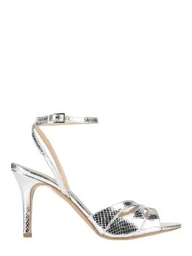 OVYE Leather Stiletto Sandals - Silver