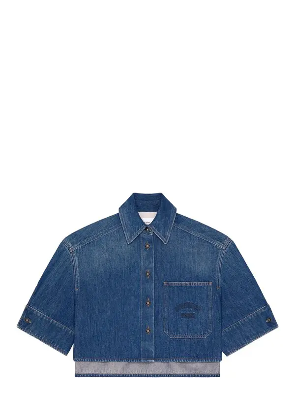 Givenchy Cropped Denim Cocoon Shirt - Medium Blue