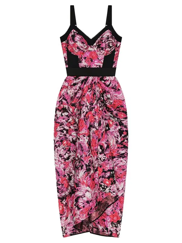 Givenchy Floral Jacquard Midi Dress - Red/pink