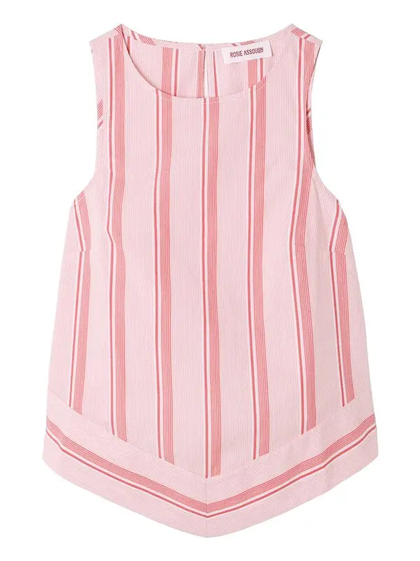 Rosie Assoulin Striped Cotton-poplin Top - Pink