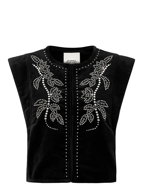 Isabel Marant Poppy Studded Cotton-velvet Vest - Black