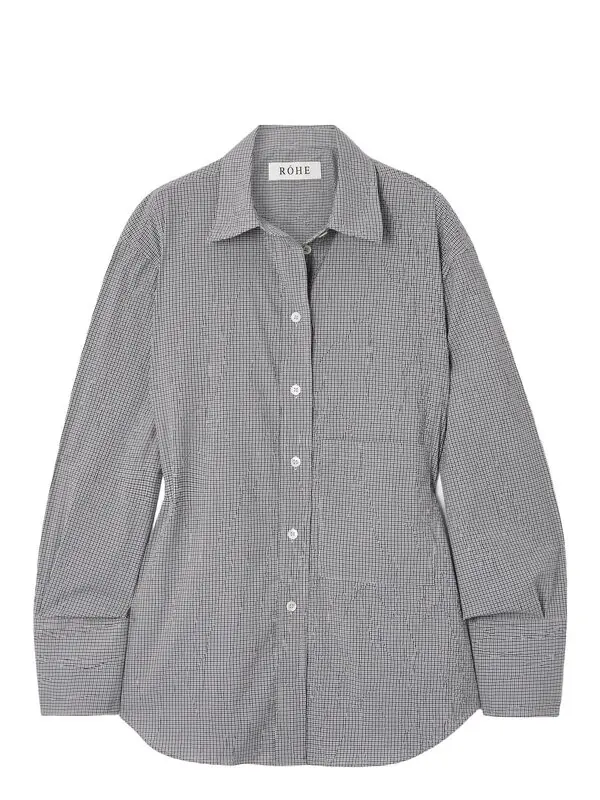 RÓHE Checked Crinkled Cotton-blend Shirt - Gray