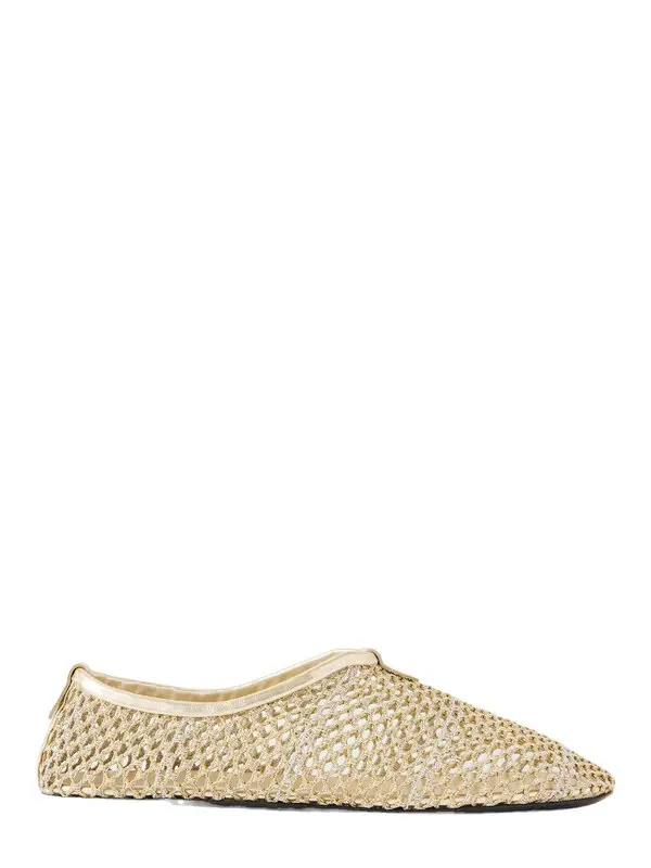 Loro Piana Floaty Metallic Mesh Loafers - Gold