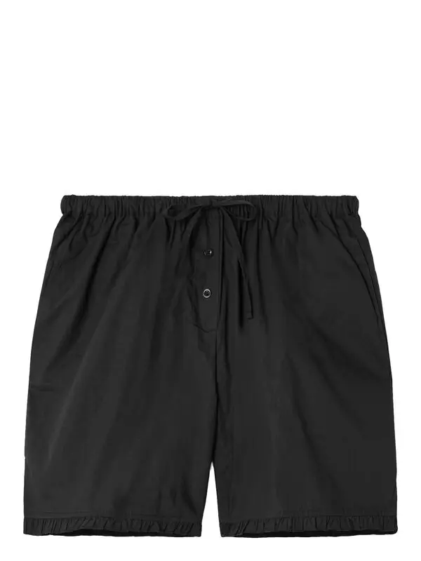 DEIJI STUDIOS Flounce Ruffled Cotton-poplin Shorts - Black