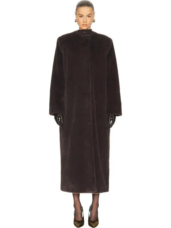 SRG Liv Faux Fur Coat - Chocolate