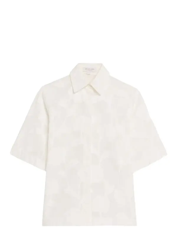 Michael Kors Floral Burnout Button-down Shirt - Optic White