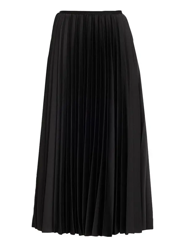 JASON WU Pleated Crepe Satin Midi Skirt - Black