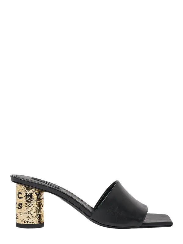 Givenchy 65mm Logo Heel Leather Mule Sandals - Black