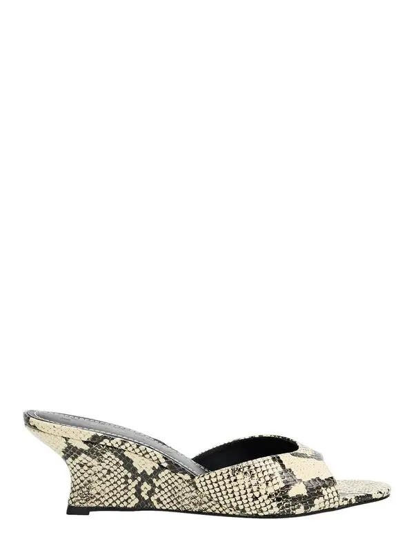 Staud Brigitte Snake-embossed Wedge Mules - White Snak