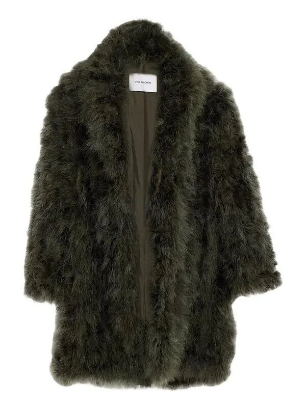 YVES SALOMON Feather Shawl-collar Overcoat - Amazone