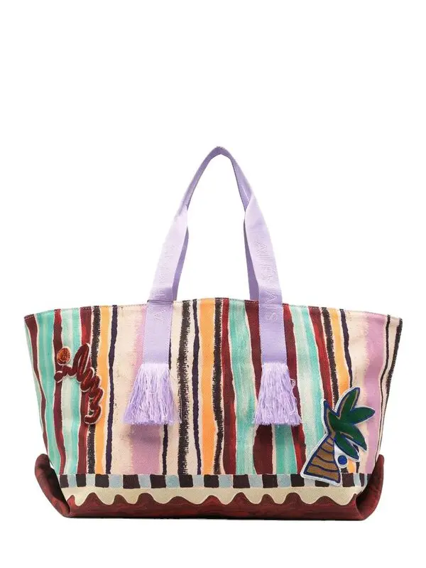 ALEMAIS Striped Tote Bag - Beige