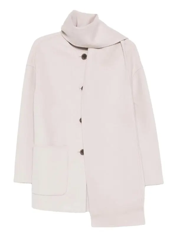 THE DYNAMIS STUDIO Wool Coat With Patch Pockets And Button Fastening - Beige