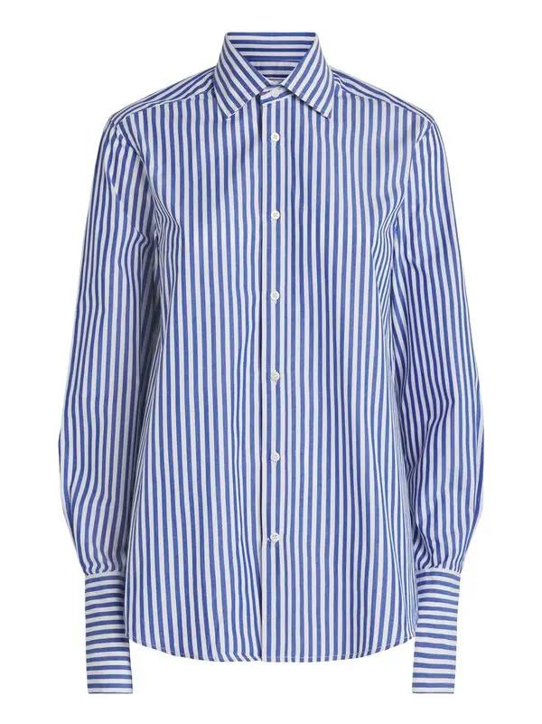 WITH NOTHING UNDERNEATH Cotton Poplin Boyfriend Shirt - Blue
