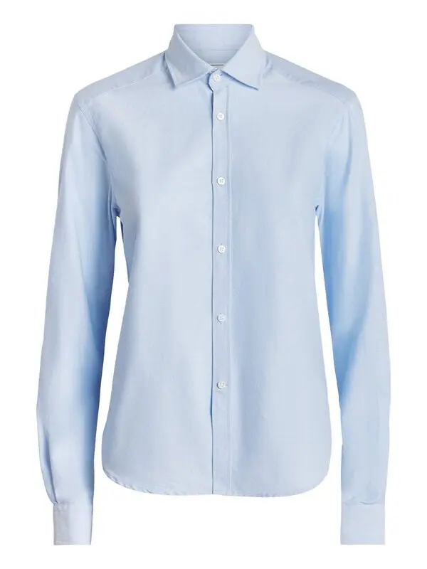 WITH NOTHING UNDERNEATH Cotton Oxford Classic Shirt - Blue
