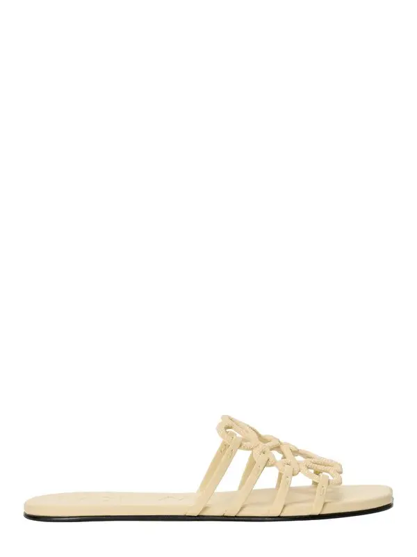 Loewe Leather Anagram Petal Sandals - Beige
