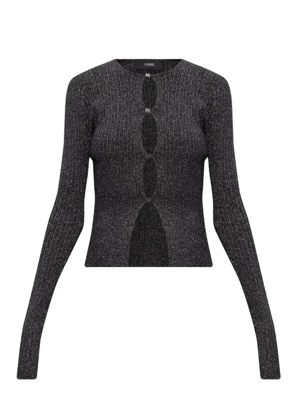 Amiri Cut-out Cardigan In Metallic Knit - Grey