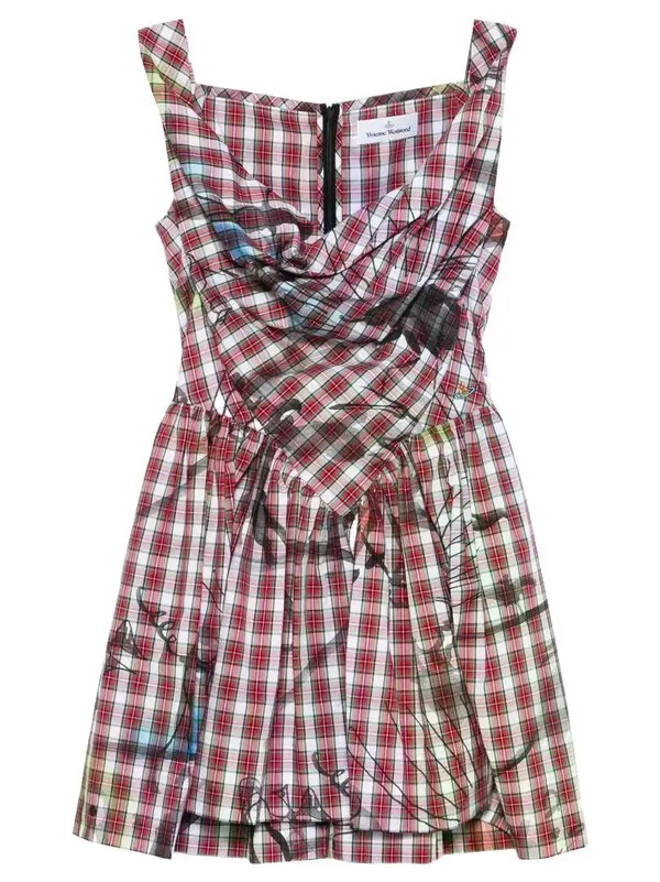 VIVIENNE WESTWOOD Plaid Draped Mini Dress - Red