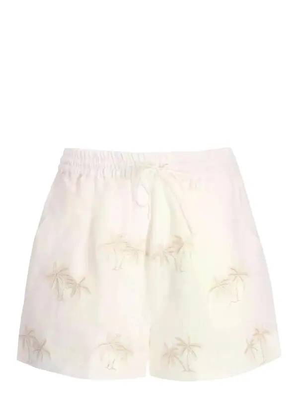 BENARAS BY CITRUS Palm-tree Linen Shorts - White