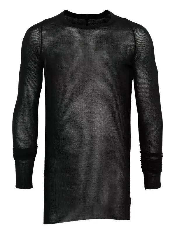 Rick Owens Long-sleeved Stripped T-shirt - Black