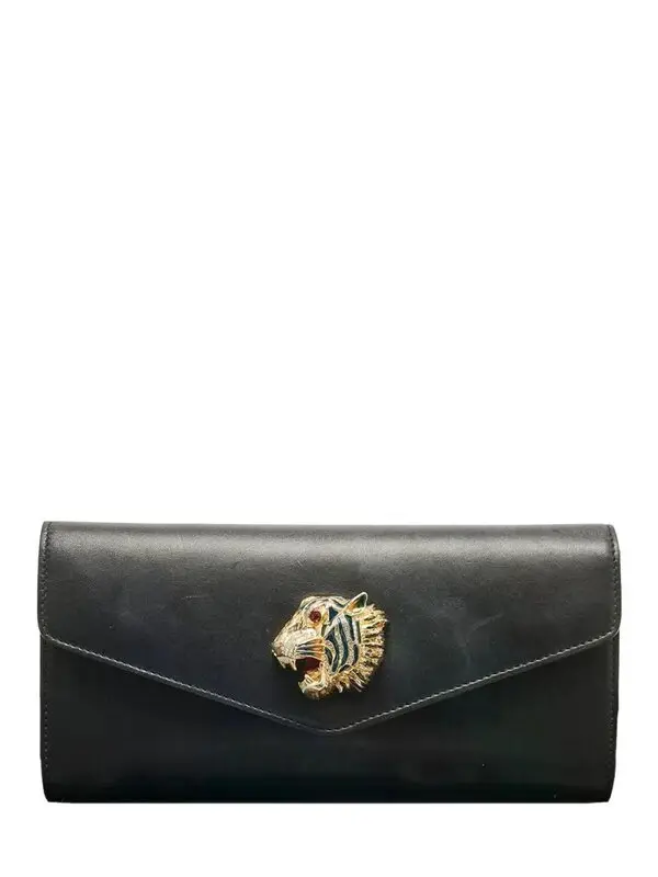 Gucci Rajah Leather Clutch - Black