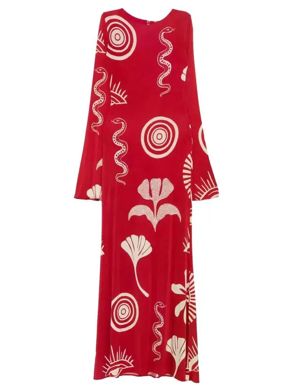 CALA DE LA CRUZ Snake Graphic-print Maxi Dress - Red