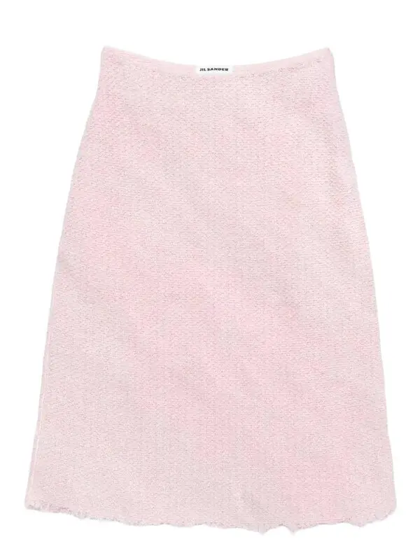 JIL SANDER A-line Midi Skirt With Frayed Hem - Pink