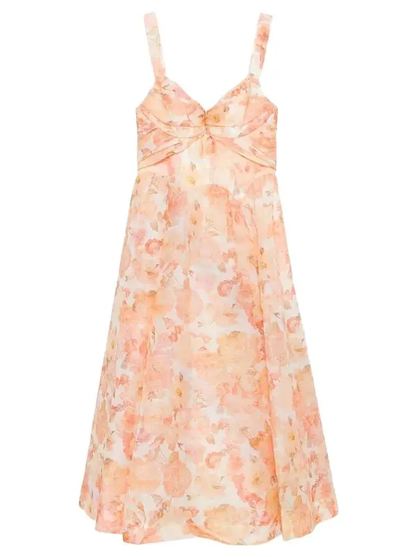 Zimmermann Floral Print Midi Dress - Orange