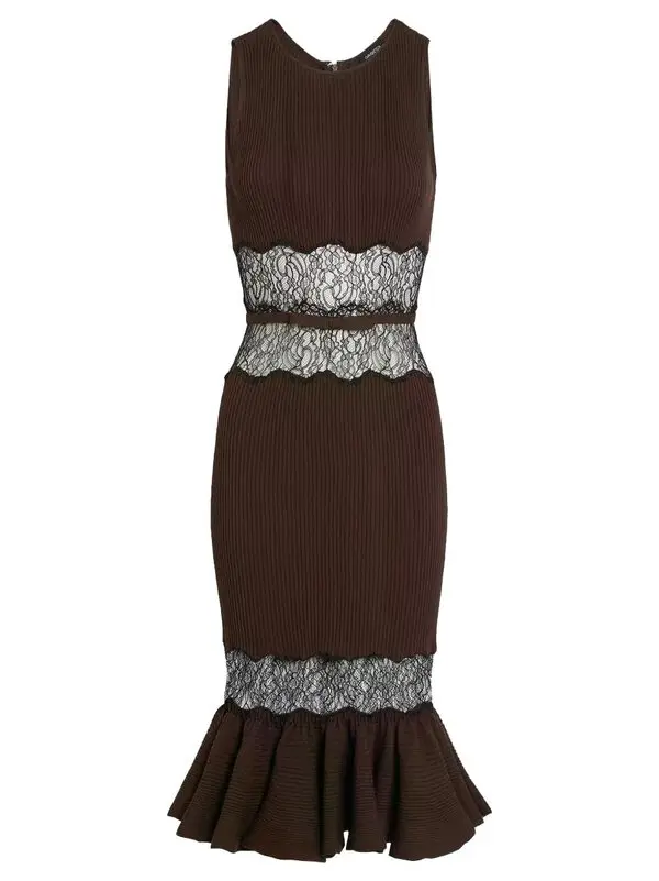 Giambattista Valli Lace-detail Midi Dress - Brown