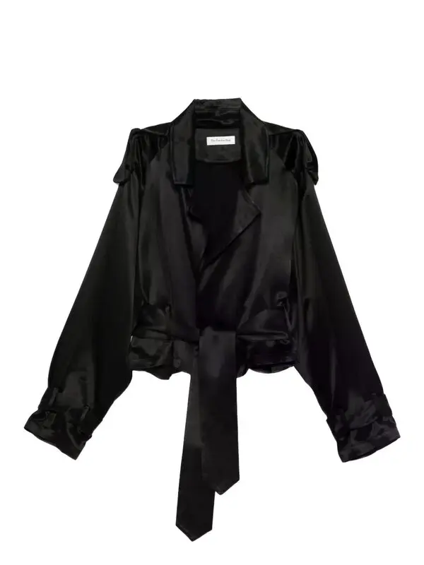 THE FRANKIE SHOP Simona Satin Blouse With Belt - Black