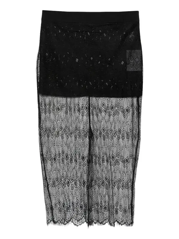THE FRANKIE SHOP Alrose Lace Midi Skirt - Black