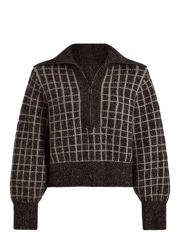 Varley Furley Checkered Boucle Pullover - Charcoal M