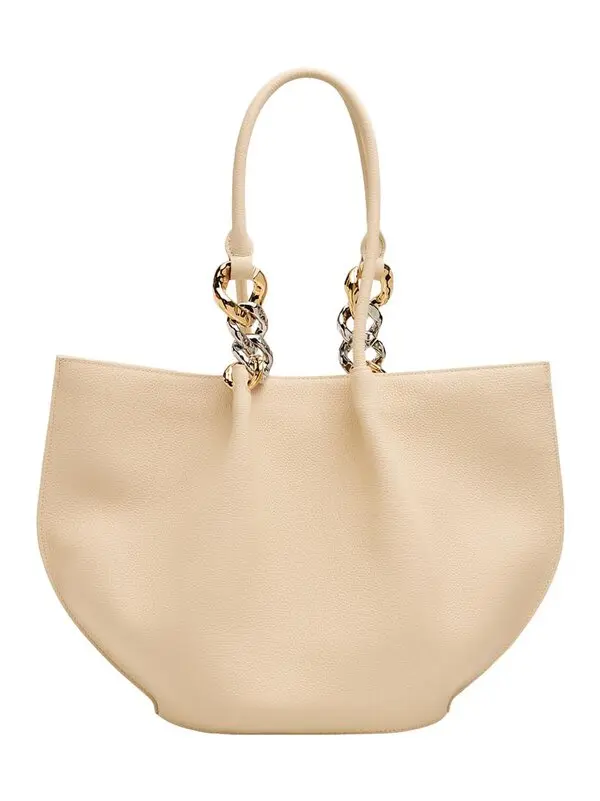 Simkhai Arlo Chain-embellished Leather Tote Bag - Cream