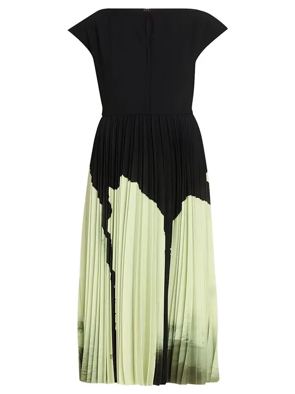 JASON WU Pleated Abstract-print Midi Dress - Nori/light Jade