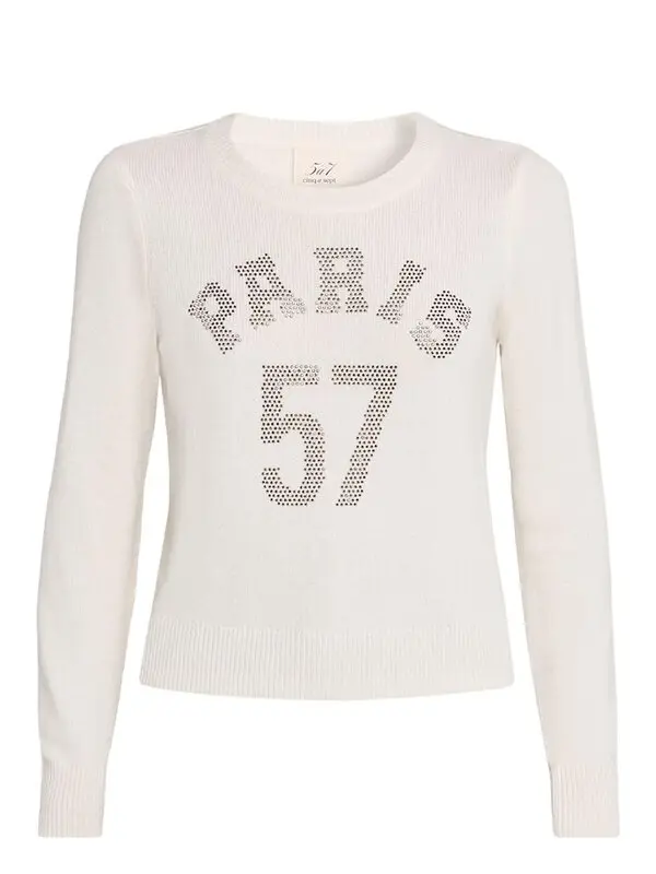Cinq À Sept Paris 57 Embellished Wool-blend Sweater - White Rabb