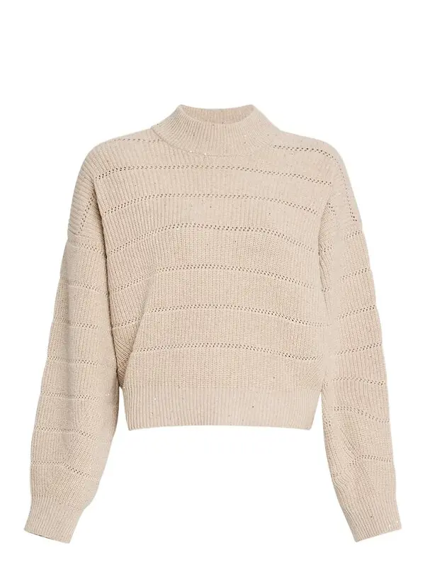 Brunello Cucinelli Paillette Open-knit Sweater - C505 Beige