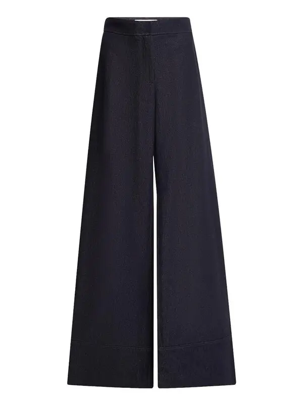 Lafayette 148 New York Charles Wide-leg Twill Pants - Dkblue