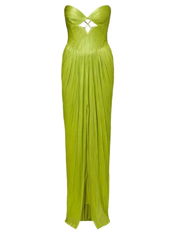 MARIA LUCIA HOHAN Stephanie Silk Tulle Bustier Gown - Green