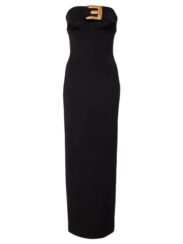 Balmain Belted Jersey Gown - Black