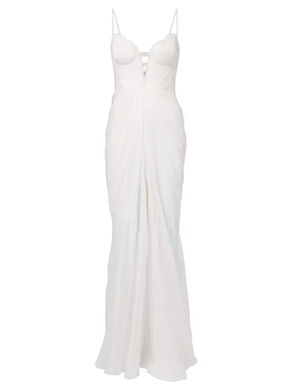 MARIA LUCIA HOHAN Cecilia Draped Silk Muslin Gown - White