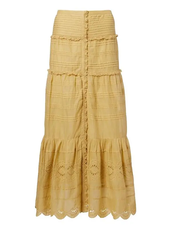 MARANT ETOILE Paoline Tiered Maxi Skirt - Yellow