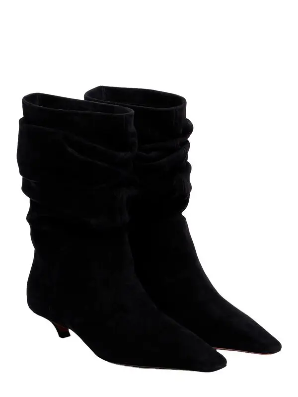 Amina Muaddi Jamie 25 Suede Ankle Boots - Black