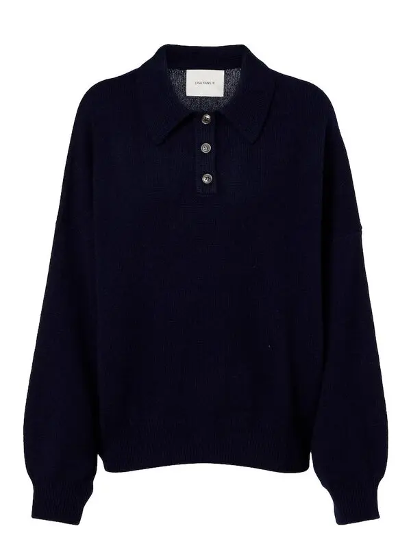 LISA YANG Cashmere Polo Sweater - Blue